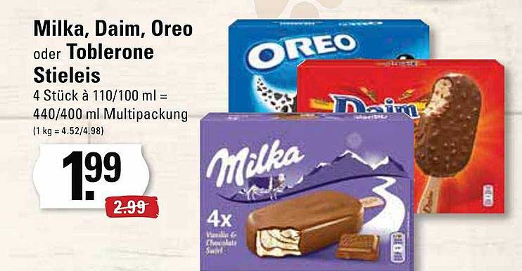 Milka, Daim, Oreo Oder Toblerone Stieleis Angebot bei EDEKA - 1Prospekte.de