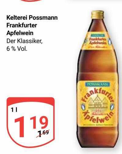 Kelterei Possmann Frankfurter Apfelwein Angebot bei Globus - 1Prospekte.de