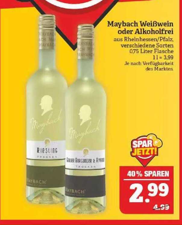Maybach Weißwein Oder Alkoholfrei Angebot bei Marktkauf - 1Prospekte.de