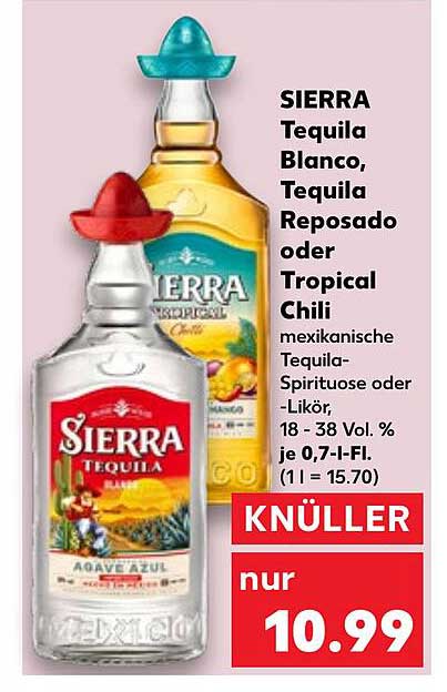 Sierra Tequila Blanco, Tequila Reposado Oder Tropical Chili Angebot bei ...