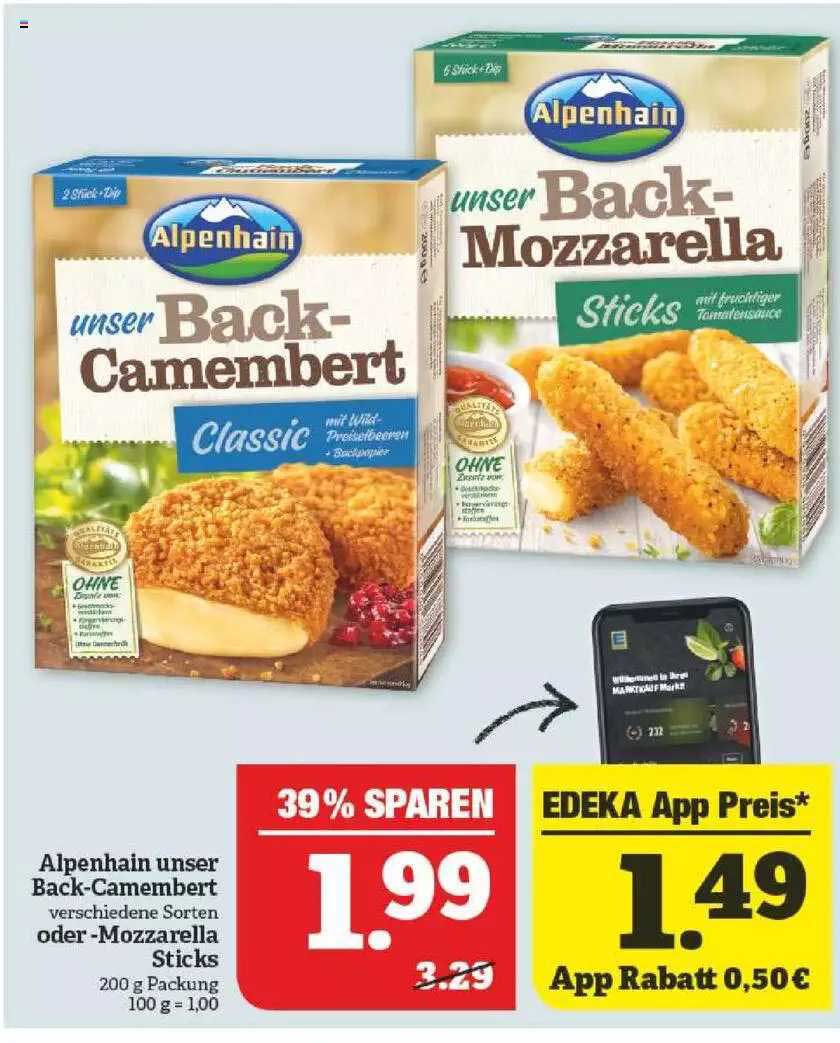 Alpenhain Unser Back-camembert Oder-mozzarella Sticks Angebot bei ...