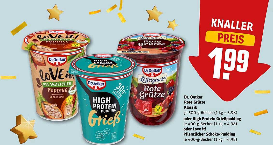 Dr. Oetker Rote Grütz Klassik Oder High Protein Grießpudding Oder Love ...