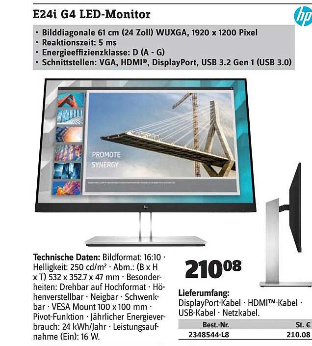 E24i G4 Led-monitor Hp Angebot bei Conrad - 1Prospekte.de