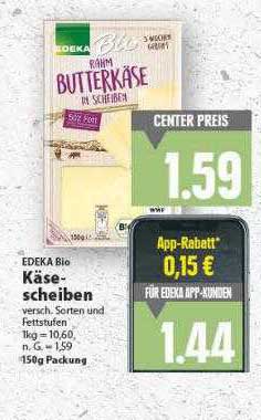 Edeka Bio Käse Scheiben Angebot bei E Center - 1Prospekte.de
