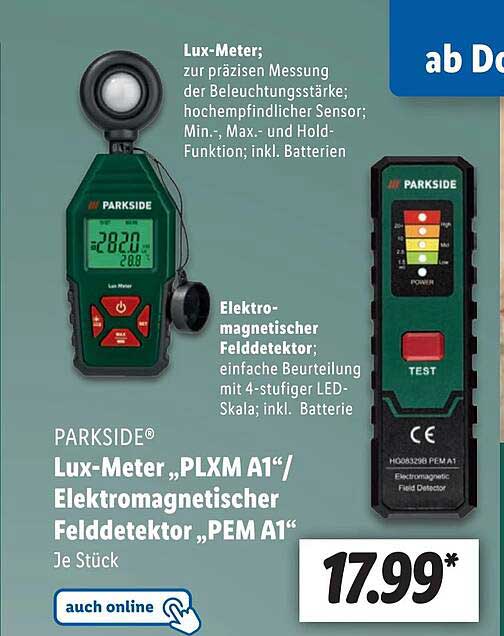 Parkside Lux-meter Plxm A1 Oder Elektromagnetischer Felddetektor Pem A1 ...