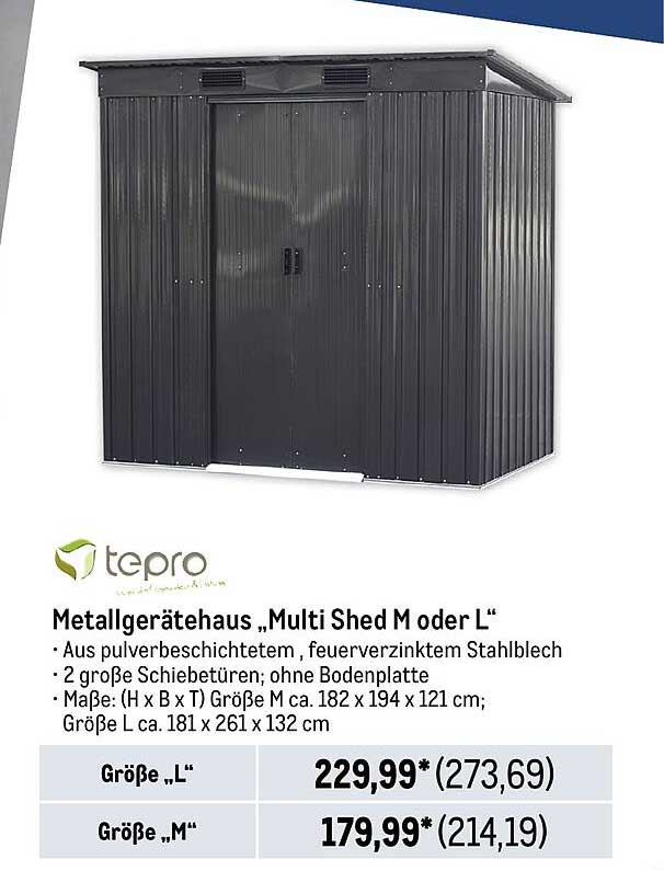 Tepro Metallgerätehaus „multi Shed M Oder L” Angebot bei METRO ...
