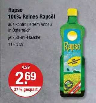 Rapso 100% Reines Rapsöl Angebot bei V-Markt - 1Prospekte.de