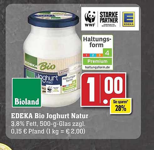 Bioland Edeka Bio Joghurt Natur Angebot bei EDEKA - 1Prospekte.de