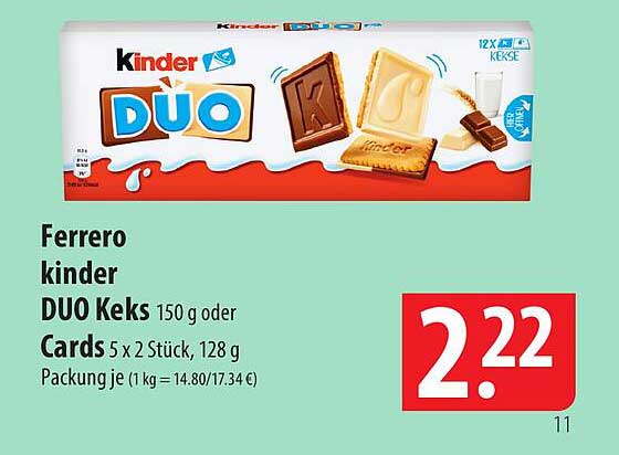 Ferrero Kinder Duo Keks Oder Cards Angebot bei Famila - 1Prospekte.de