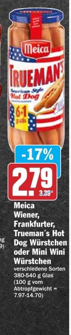 Meica Wiener, Frankfurter, Trueman's Hot Dog Würstchen Oder Mini Wini ...