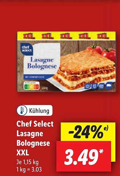 Chef Select Lasagne Bolognese XXL Angebot bei Lidl - 1Prospekte.de