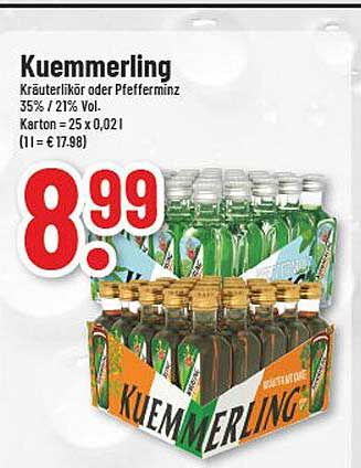 Kuemmerling Kräuterlikör Oder Pfefferminz Angebot bei Trinkgut ...