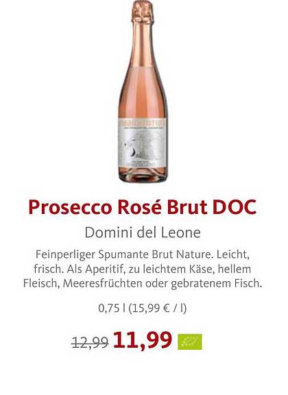 Prosecco Rosé Brut Doc Angebot bei VollCorner Biomarkt - 1Prospekte.de
