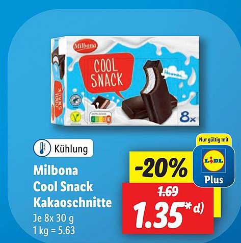 Milbona Cool Snack Kakaoschnitte Angebot bei Lidl - 1Prospekte.de
