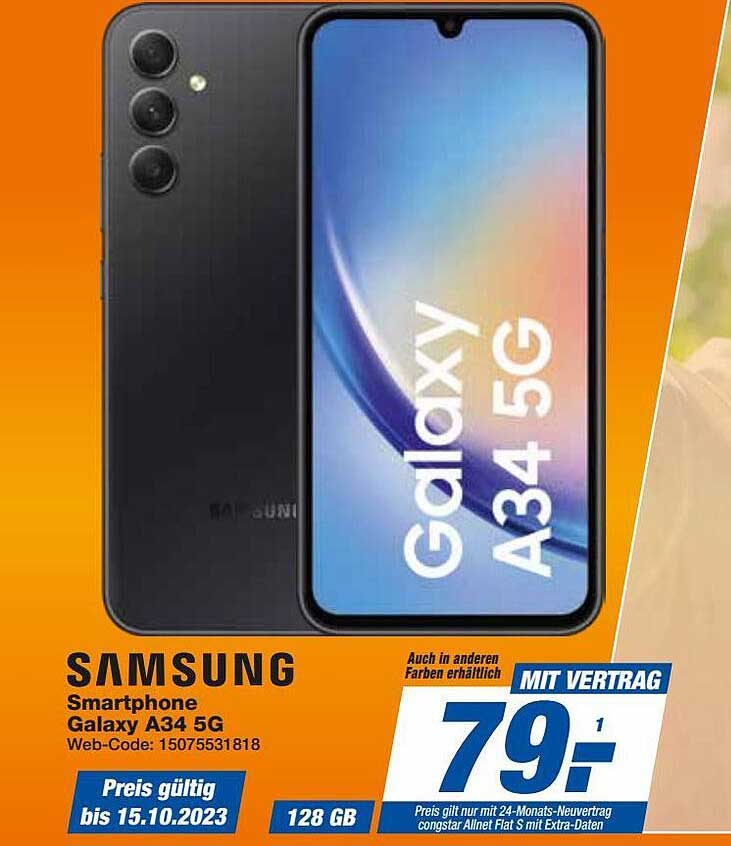 Samsung Smartphone Galaxy A34 5g Angebot bei Expert Octomedia ...