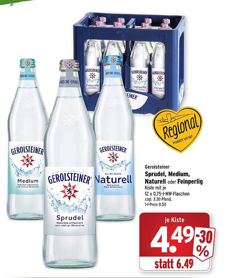 Gerolsteiner Sprudel, Medium, Naturell Oder Feinperlig Angebot bei ...