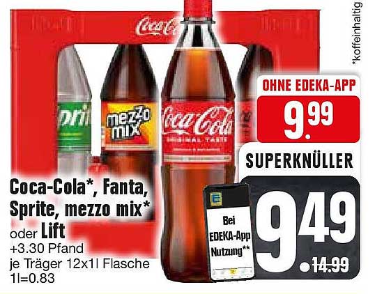 Coca-cola, Fanta, Sprite, Mezzo Mix Oder Lift Angebot bei EDEKA ...