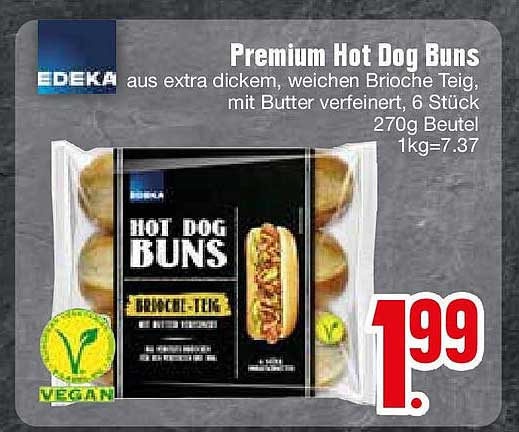Edeka Premium Hot Dog Buns Angebot bei EDEKA - 1Prospekte.de