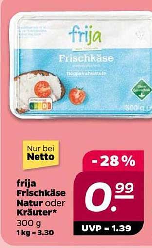 Frija Frischkäse Natur Oder Kräuter Angebot bei Netto - 1Prospekte.de