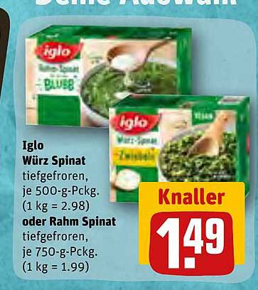 Iglo Würz Spinat Oder Rahm Spinat Angebot bei REWE Kaufpark - 1Prospekte.de