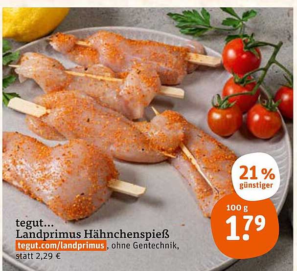 Landprimus Hähnchenspieß Angebot bei Tegut - 1Prospekte.de