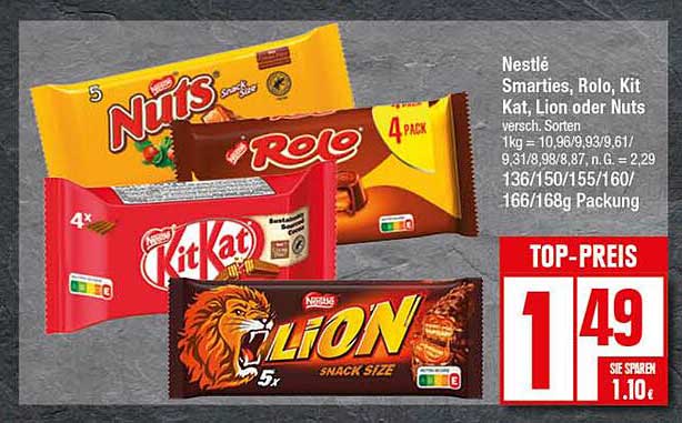 Nestlé Smarties, Rolo, Kit Kat, Lion Oder Nuts Angebot bei Elli Markt ...