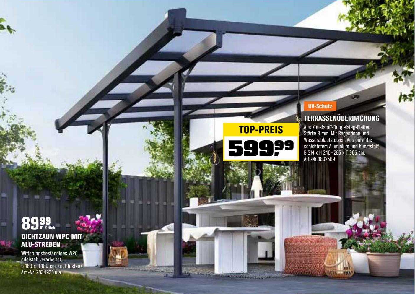 Terrassenüberdachung Oder Dichtzaun Wpc Mit Alu-streben Angebot bei OBI ...