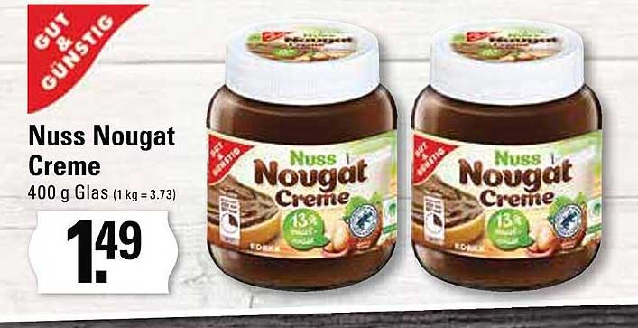 Gut & Günstig Nuss Nougat Creme Angebot bei EDEKA - 1Prospekte.de