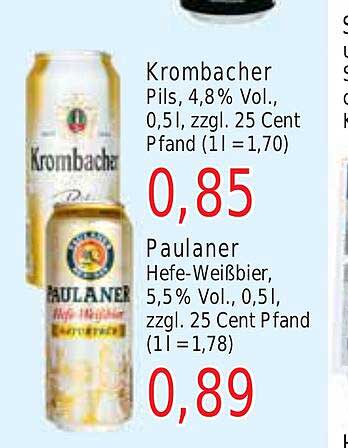 Paulaner Hefe-weißbier Oder Krombacher Pils Angebot bei Wiglo ...