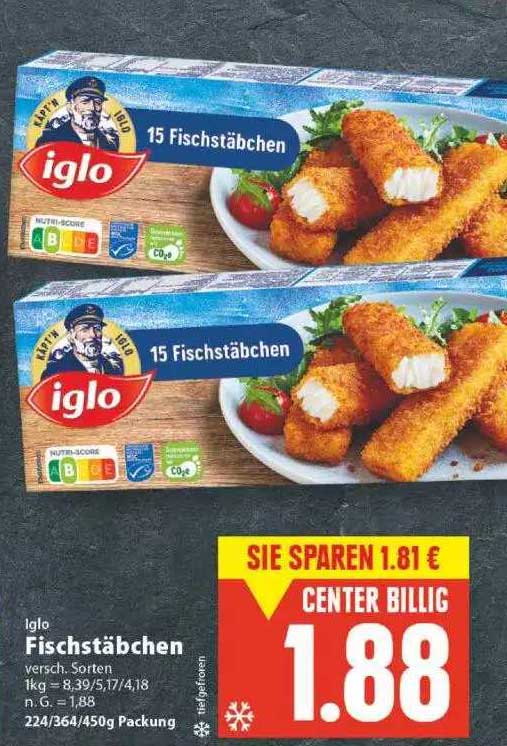 Iglo Fischstäbchen Angebot bei E Center - 1Prospekte.de