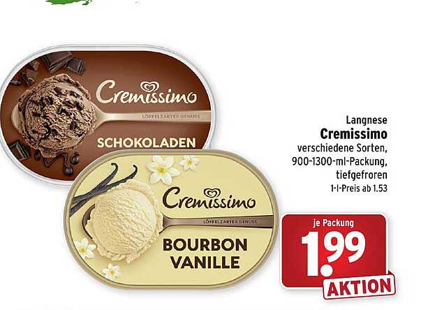 Langnese Cremissimo Verschiedene Sorten Angebot bei Wasgau - 1Prospekte.de