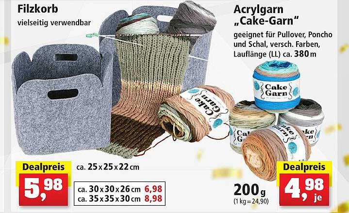 Filzkorb Oder Acrylgarn „cake-garn“ Angebot bei Thomas Philipps ...