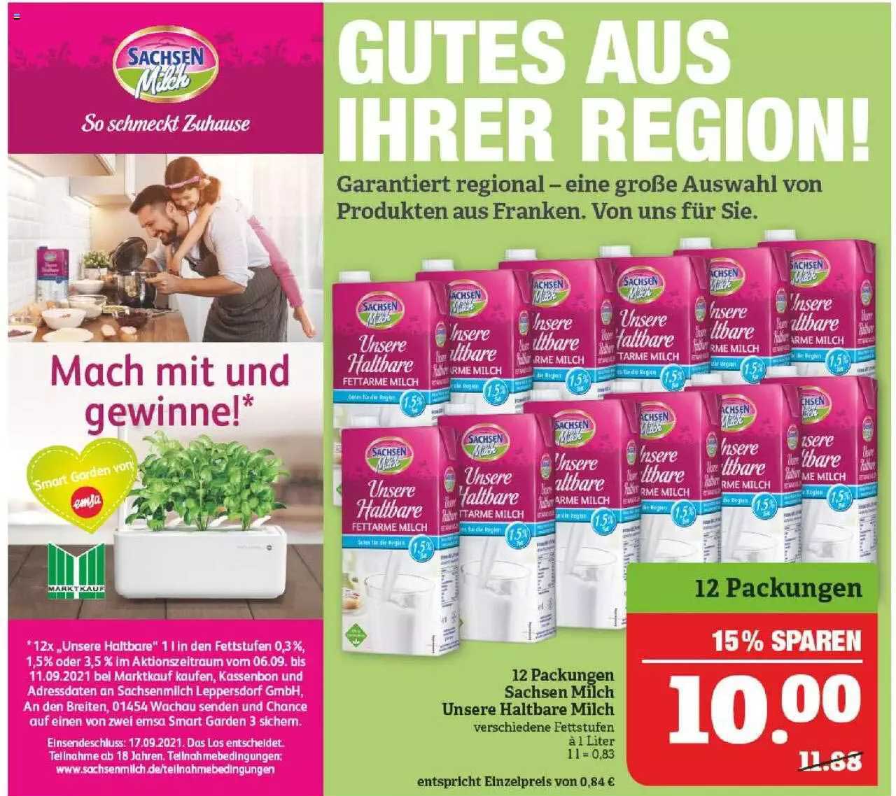 12 Packungen Sachsen Milch Unsere Haltbare Milch Angebot bei Marktkauf ...