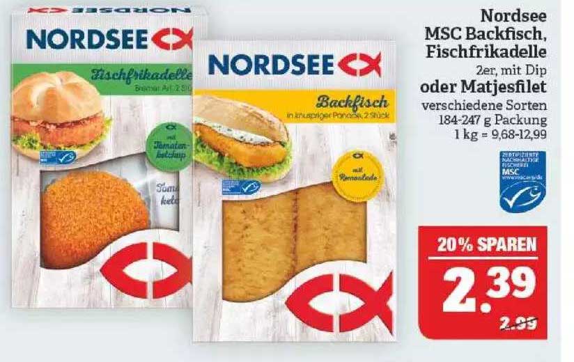 Nordsee Msc Backfisch Fischfrikadelle Oder Matjesfilet Angebot bei ...