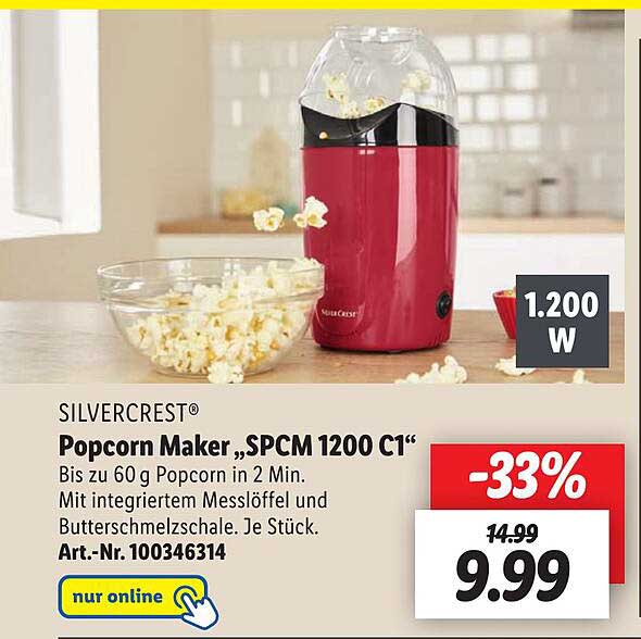 Silvercrest Popcorn Maker Spcm 1200 C1 Angebot bei Lidl - 1Prospekte.de