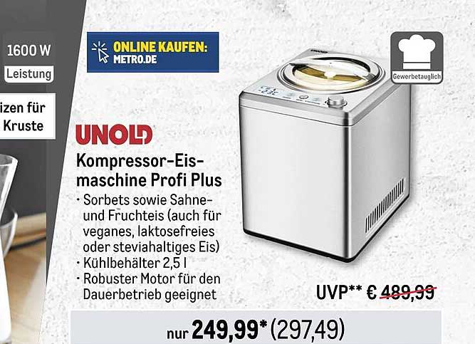 Unold Kompressor Eismaschine Profi Plus Angebot bei METRO - 1Prospekte.de