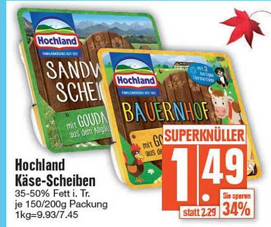 Hochland Käse-scheiben Angebot bei EDEKA - 1Prospekte.de
