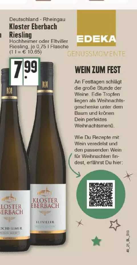 Kloster Eberbach Riesling Angebot bei EDEKA - 1Prospekte.de