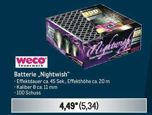 Weco Batterie „nightwish“ Angebot bei METRO - 1Prospekte.de