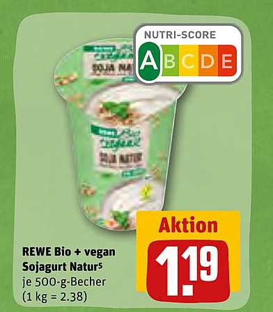 Rewe Bio + Vegan Sojagurt Natur Angebot bei REWE - 1Prospekte.de