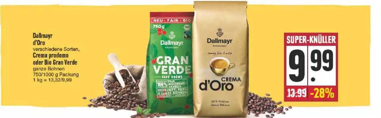 Dallmayr D'oro, Crema Prodomo Oder Bio Gran Verde Angebot bei EDEKA ...