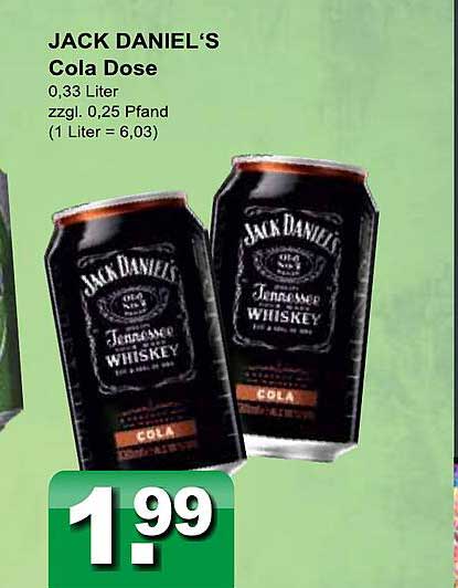 Jack Daniel's Cola Dose Angebot bei Getränkeparadies Gefromm ...