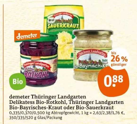 Demeter Thüringer Landgarten Delikatess Bio-rotkohl, Thüringer ...