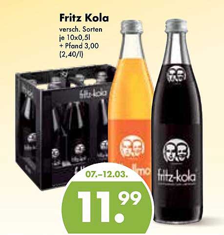 Fritz Kola Versch. Sorten Angebot bei Trinkgut - 1Prospekte.de
