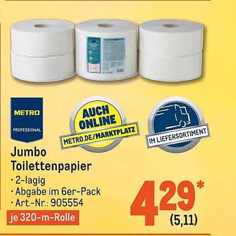Metro Professional Jumbo Toilettenpapier Angebot bei METRO - 1Prospekte.de