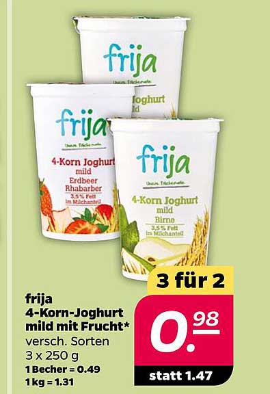 Frija 4-korn-joghurt Mild Mit Frucht Angebot bei Netto - 1Prospekte.de
