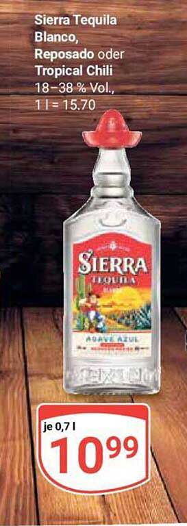 Sierra Tequila Blanco, Reposado Oder Tropical Chili Angebot bei Globus ...