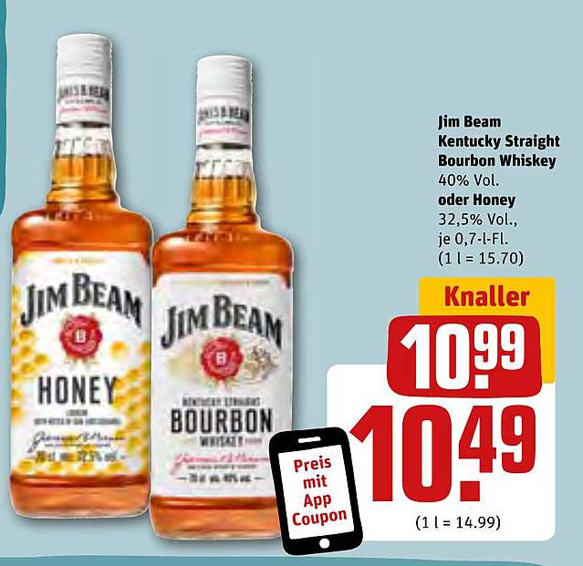 Jim Beam Kentucky Straight Bourbon Whiskey Oder Honey Angebot bei REWE ...