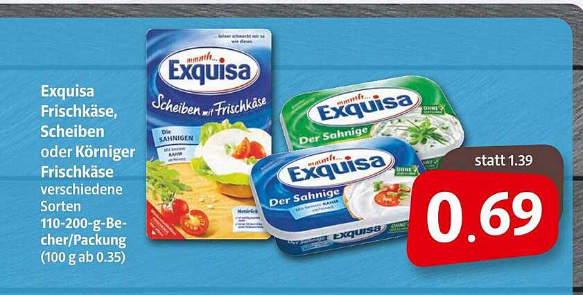 Exquisa Frischkäse, Scheiben Oder Körniger Frischkäse Angebot bei ...