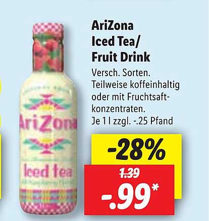 Arizona Iced Tea Oder Fruit Drink Angebot bei Lidl - 1Prospekte.de